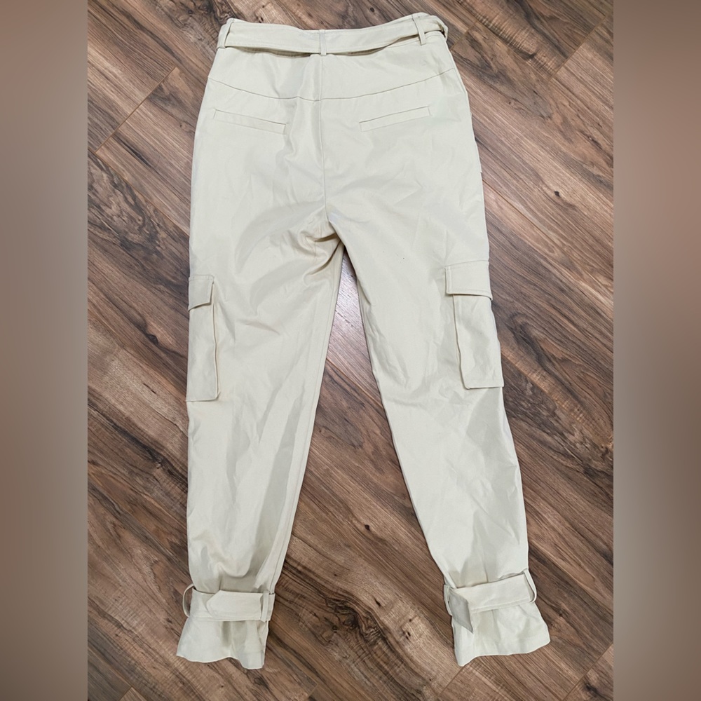 Cream Cargo Pants With Straps - Gem